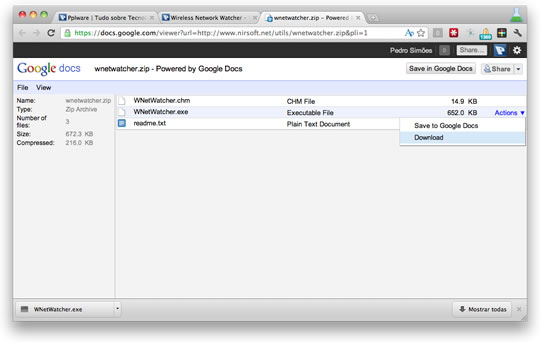 Extensão Chrome: Open ZIP and RAR With GDocs