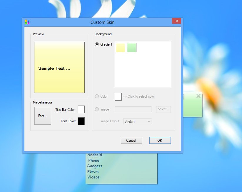 X Sticky Notes Lite - As suas notas no Ambiente de Trabalho