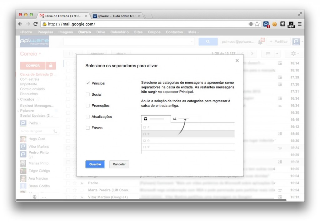 Não gosta dos novos separadores do Gmail? Vamos removê-los!
