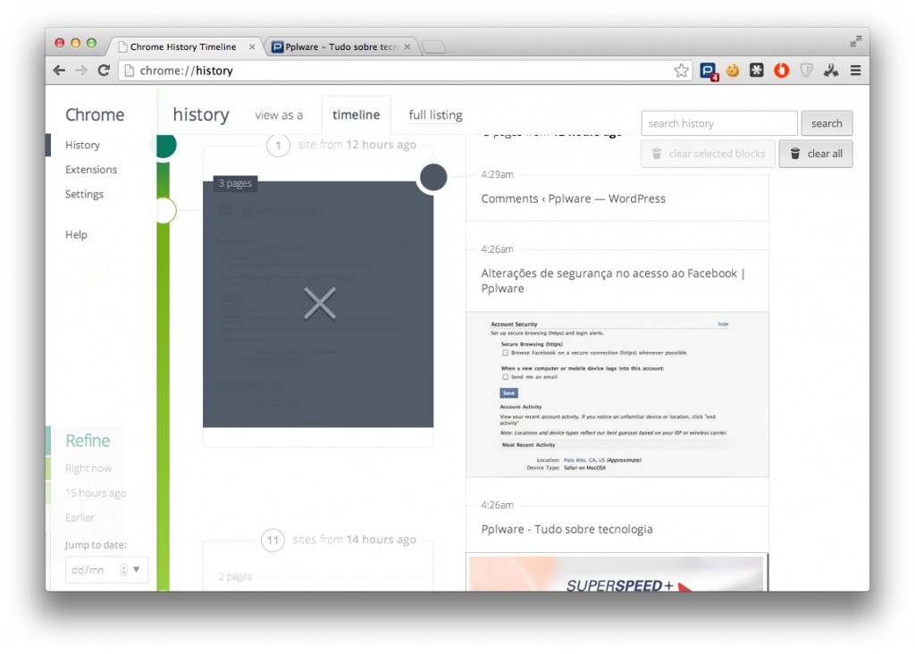 History Timeline: Um histórico visual no Google Chrome