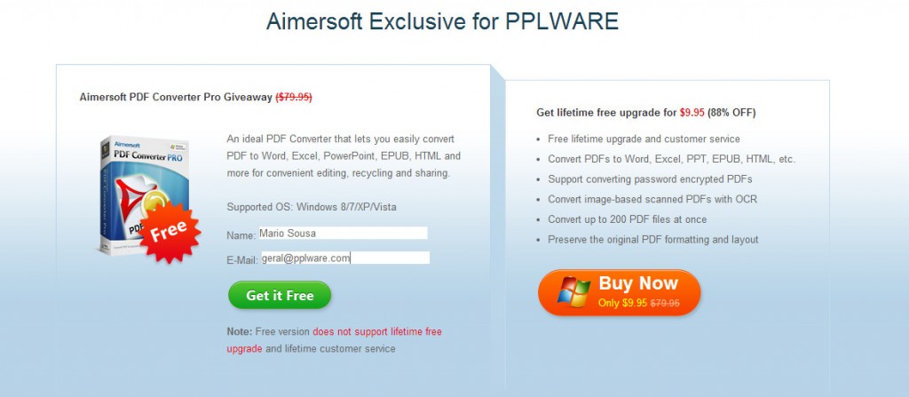 Oferta exclusiva PPLWARE: Aimersoft PDF Converter Pro