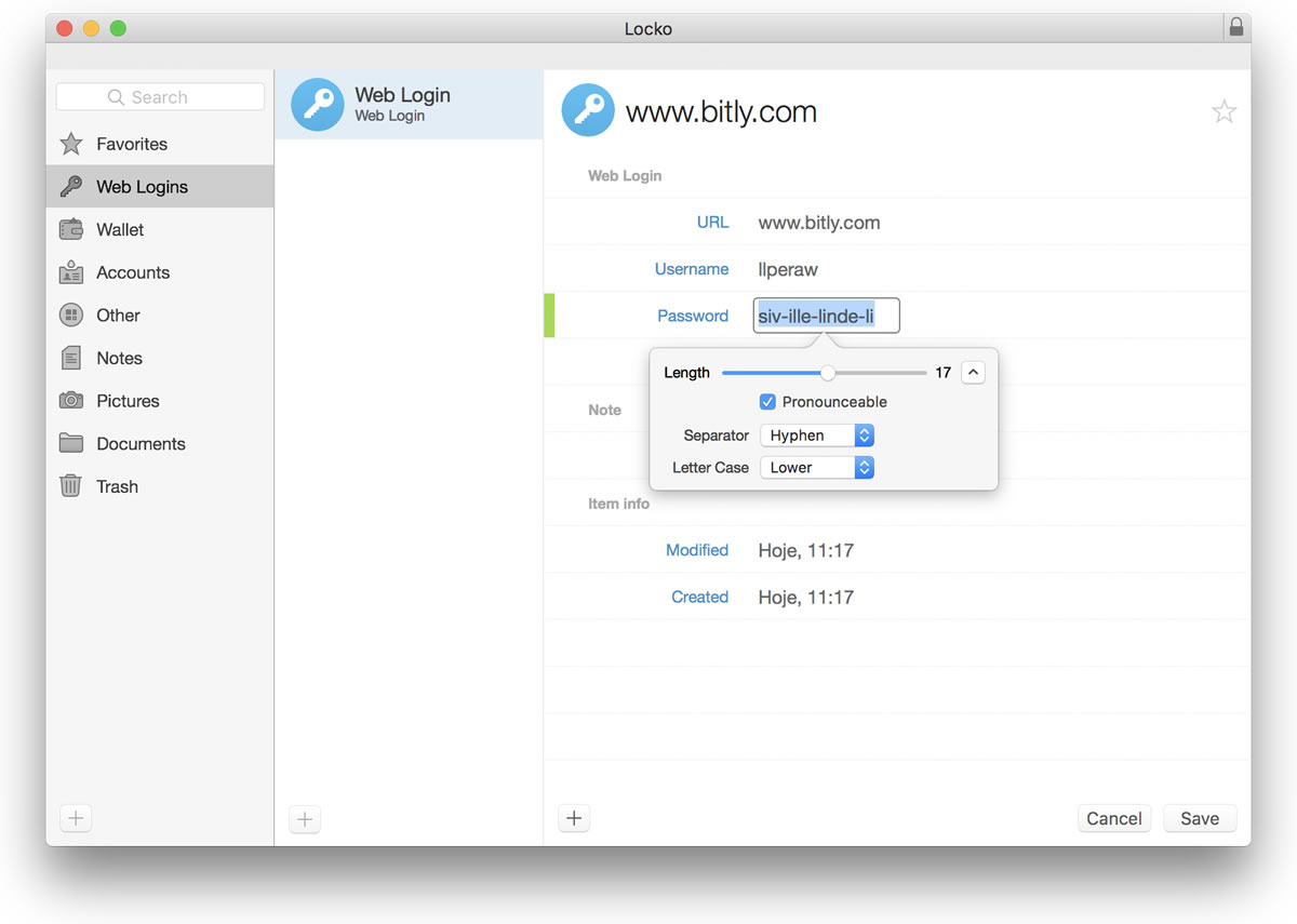 Locko - Uma app que mantém secretas passwords e ficheiros