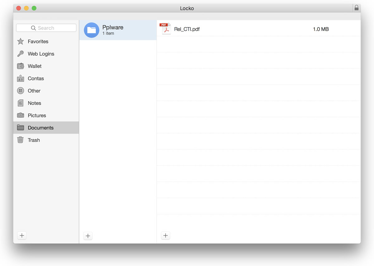 Locko - Uma app que mantém secretas passwords e ficheiros