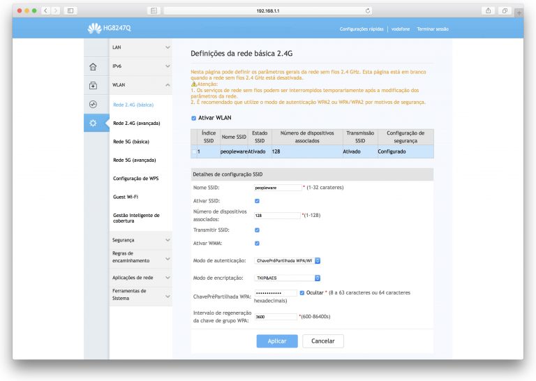 Vodafone Smart Router - Mude o nome da rede Wifi