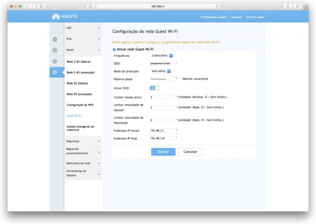 Vodafone Smart Router - Mude o nome da rede Wifi