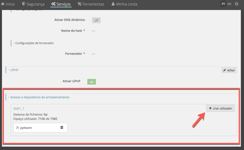 Router Fiber Gateway MEO: Partilhe o conteúdo de uma PEN/Disco USB