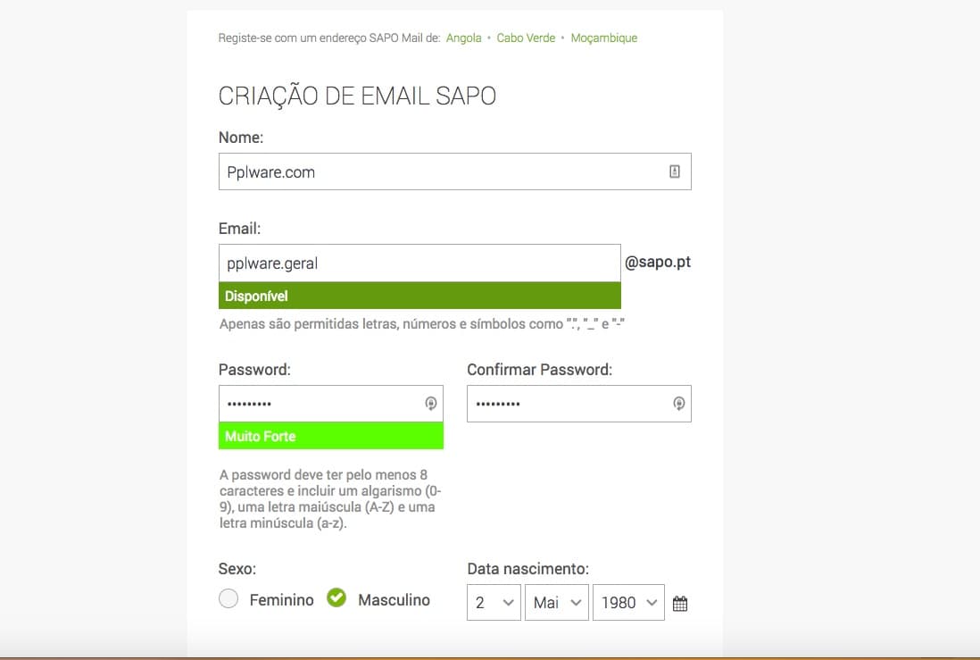 Adeus e-mail da IOL... é hora de criar um e-mail no SAPO
