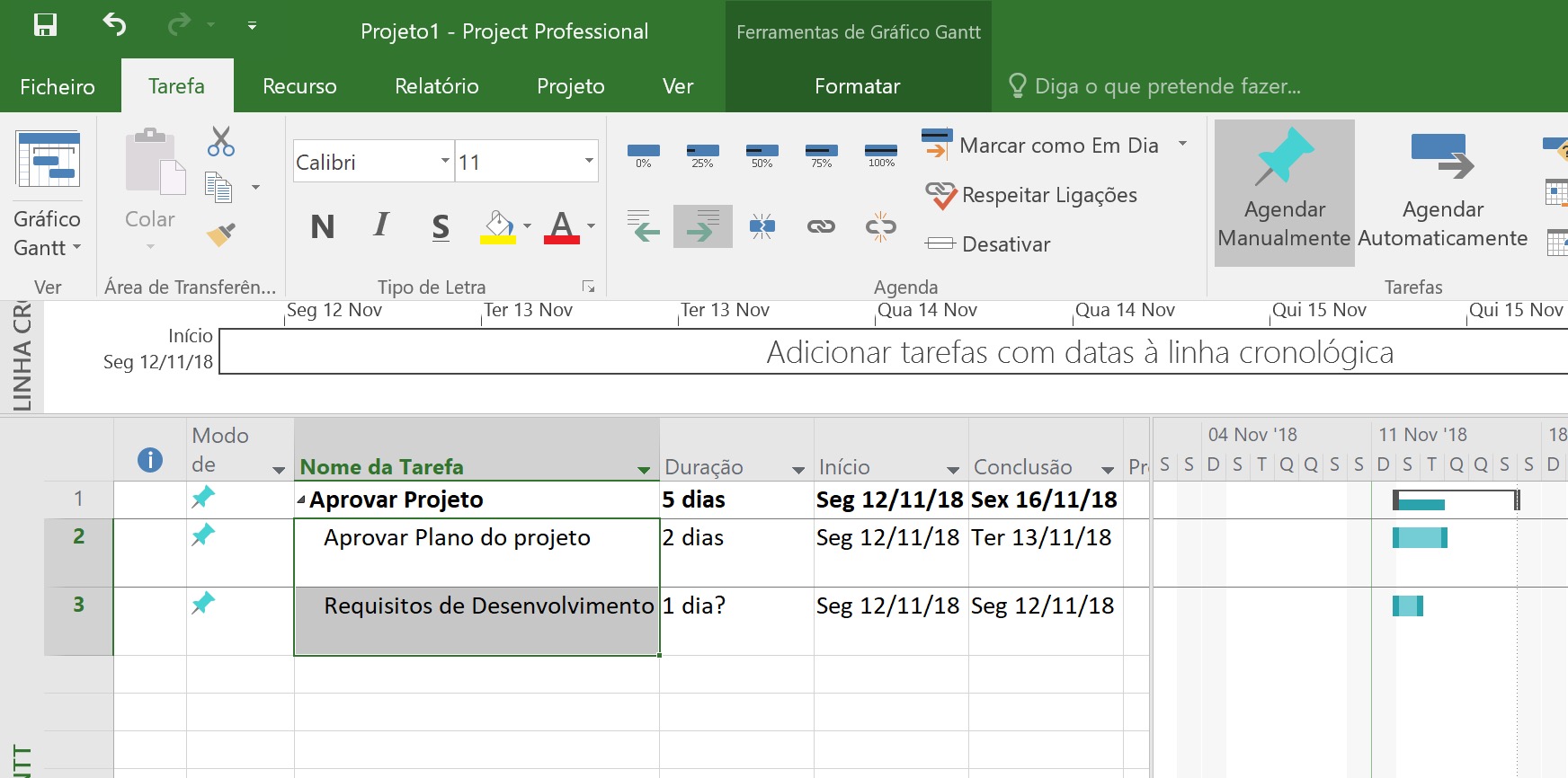 Primeiros passos: Criar e gerir um projeto com o Microsoft Project (2)