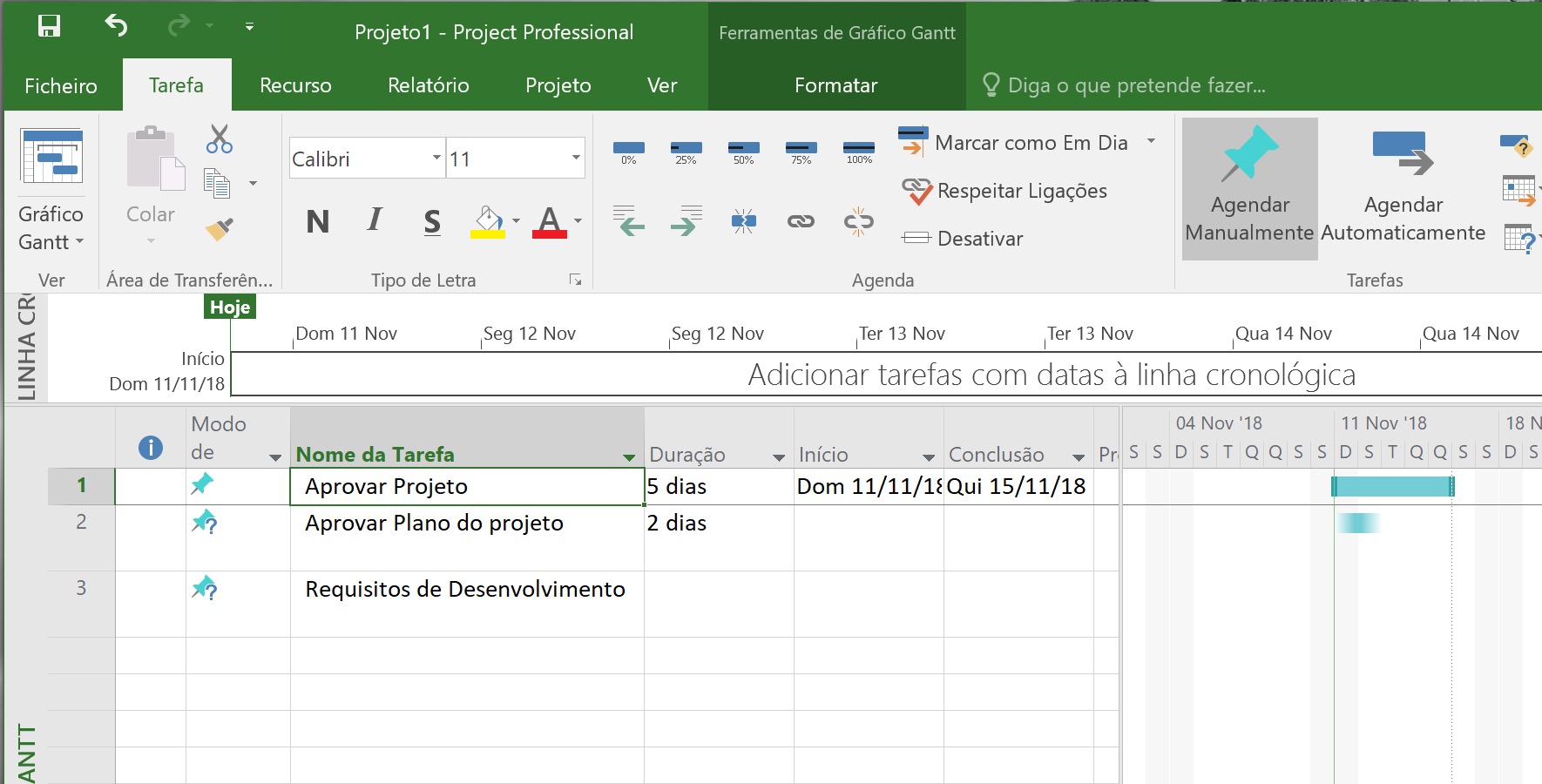 Primeiros passos: Criar e gerir um projeto com o Microsoft Project (2)