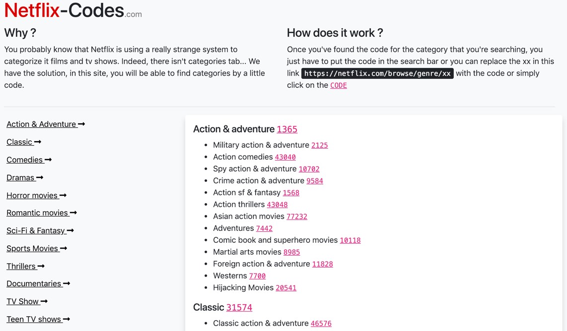Códigos Netflix: Descubra todas as categorias escondidas