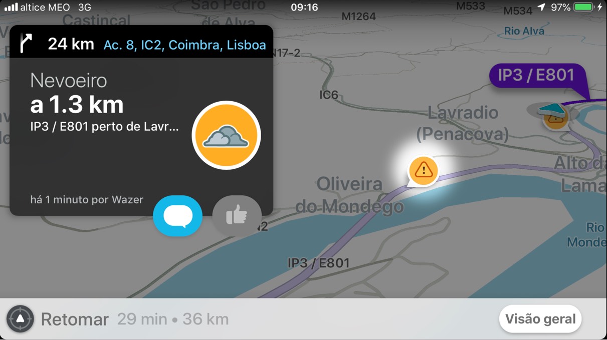 Dica Waze: Alerte os outros condutores das condições meteorológicas