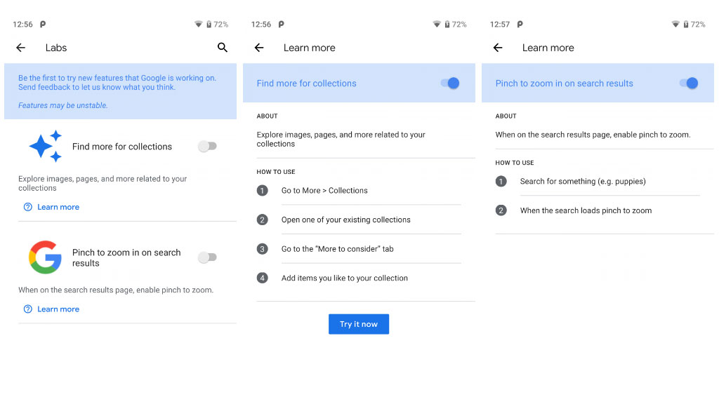 Google Labs: já pode testar as novas funções da Google na app Android