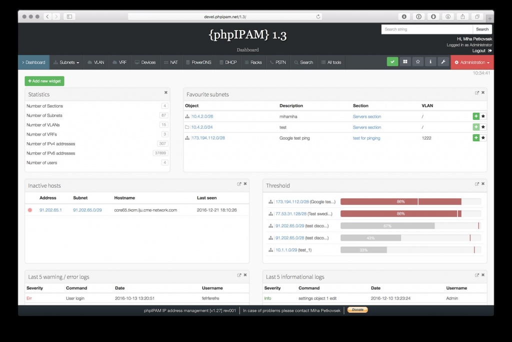 phpIPAM – Registe todos os endereços da sua rede informática