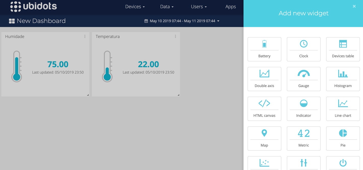 ubidots: Veja a informação dos seus dispositivos IoT