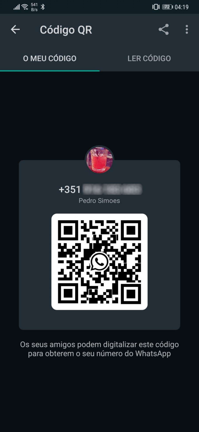 Dica: Hora de usar um código QR no WhatsApp para partilhar um contacto