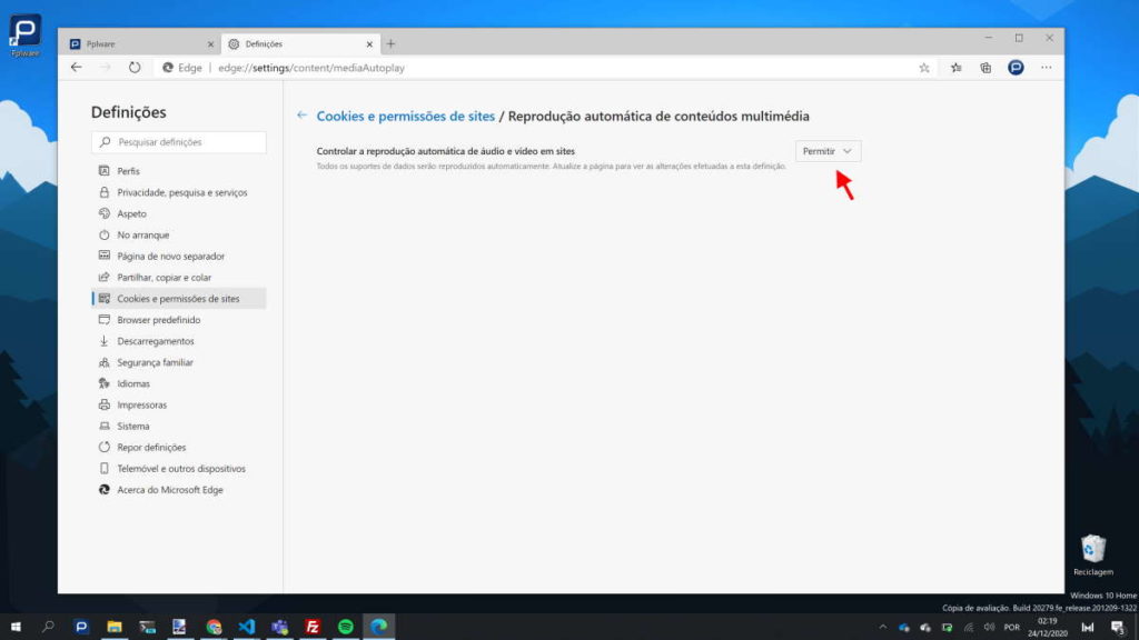 Controle como os vídeos dos sites se comportam no Edge da Microsoft