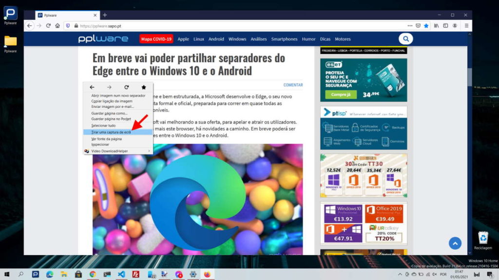 Dica: A captura de ecrã do Firefox mudou! Saiba como o pode fazer agora