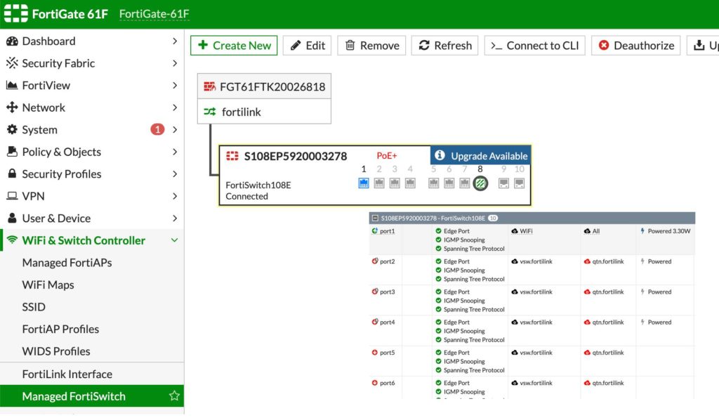 Switch Fortinet FortiSwitch 108E-POE com 8 portas Gigabit + 2 SFP PoE