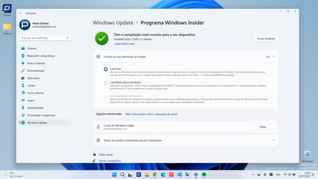 Windows 11: Está no programa Insider? Escolha o canal Beta ou Dev