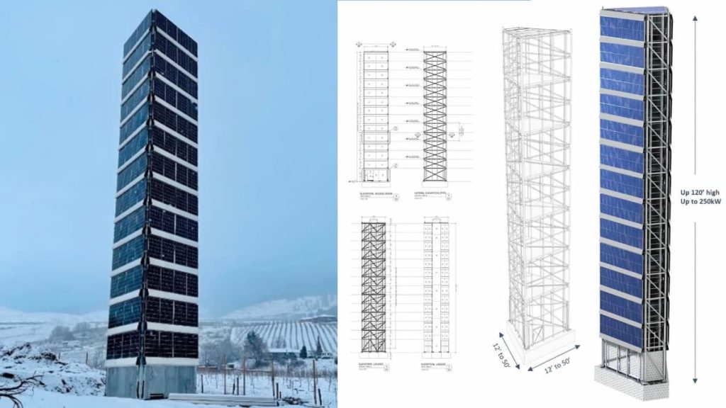 Uma torre solar fotovoltaica para poupar espaço. Será eficiente?