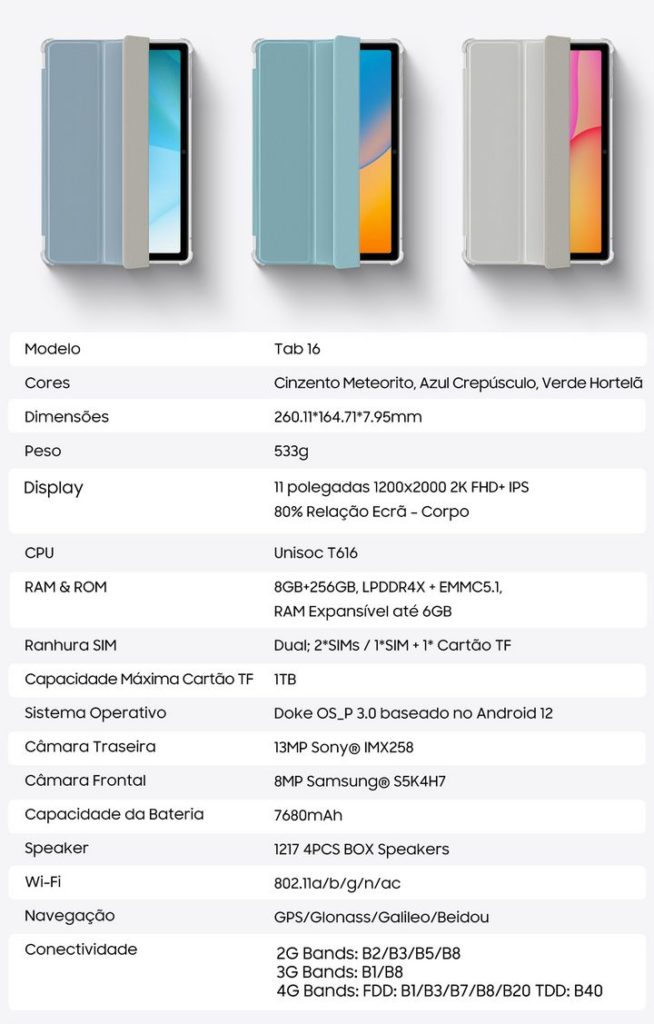 Blackview Tab 16 - um novo tablet Android de 11" por 230