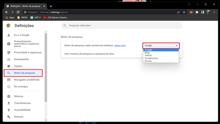 Como remover o Bing do Chrome e repor o motor de pesquisa predefinido