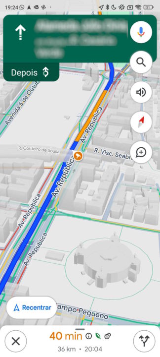 Google Maps com edifícios 3D ao navegar no smartphone e Android Auto