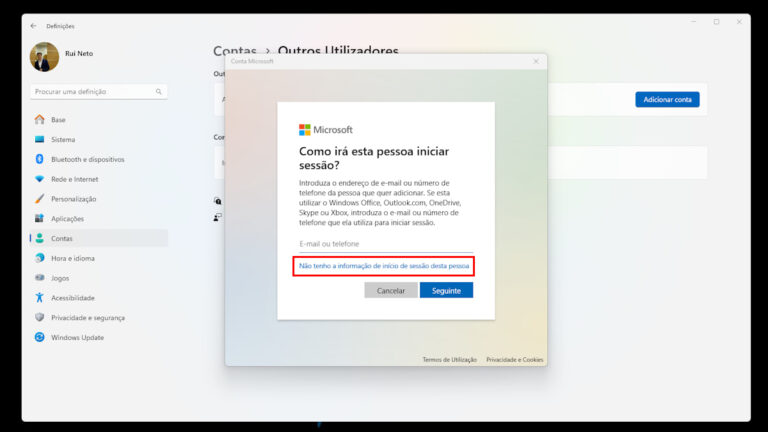 Dica: como criar uma conta de utilizador local no Windows 11 sem e-mail