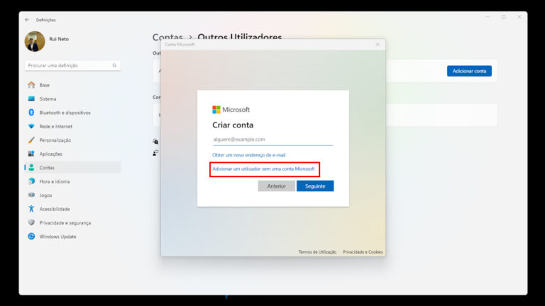 Dica: como criar uma conta de utilizador local no Windows 11 sem e-mail