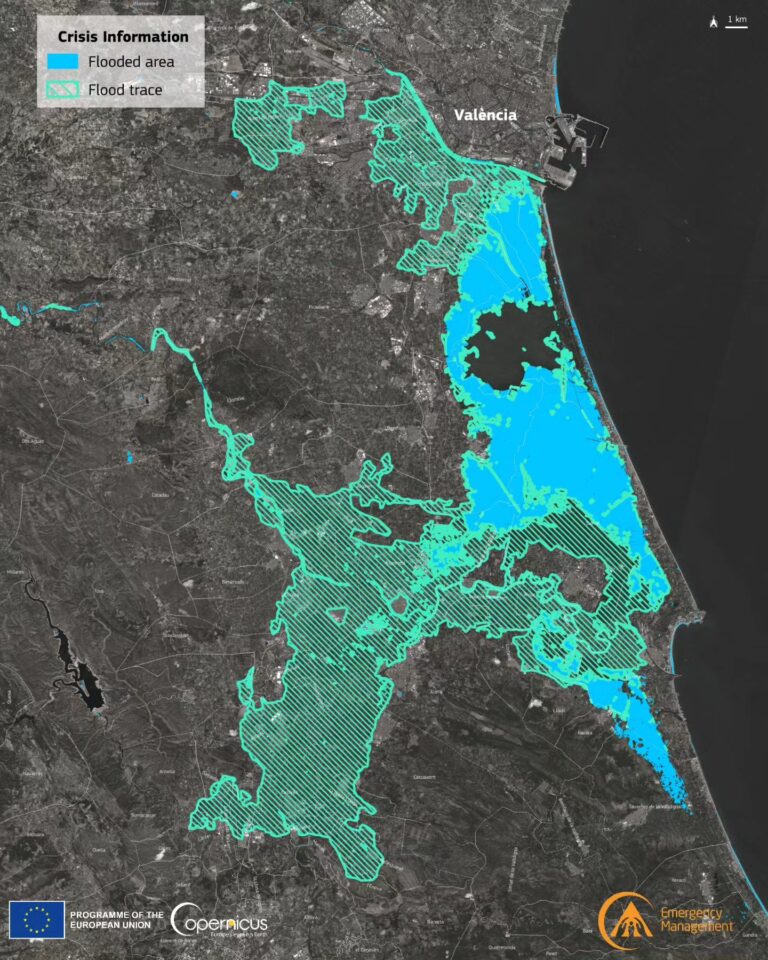Que tragédia! Copernicus mostra mapa de Valência