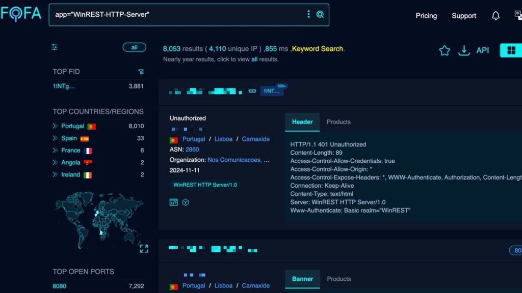 FOFA: vejam se têm algum equipamento exposto na internet